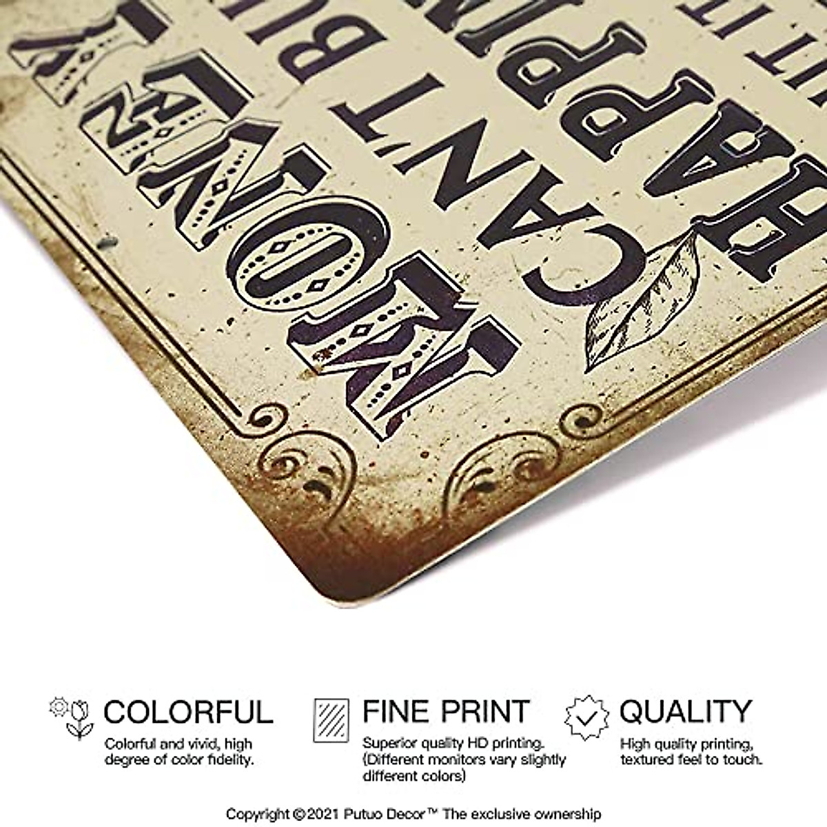 Putuo Decor Funny Tin Metal Sign, Man Cave Bar Decor Money Can't Buy Happiness But it Can Buy Cigars, 12 x 8 Inches