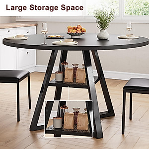 Jocoevol Round Dining Table for 4, Kitchen Table, Dining Table, Circle Table, Round Pedestal Dining Table, Dining Room Table, Dinner Table,Space Saving Wood Kitchen & Dining Room Tables, 47In (Black)