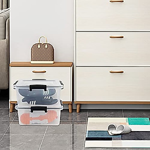 Sosody 12 Quart Clear Storage Latching Box, Plastic Latch Box with Lid, 6-Pack