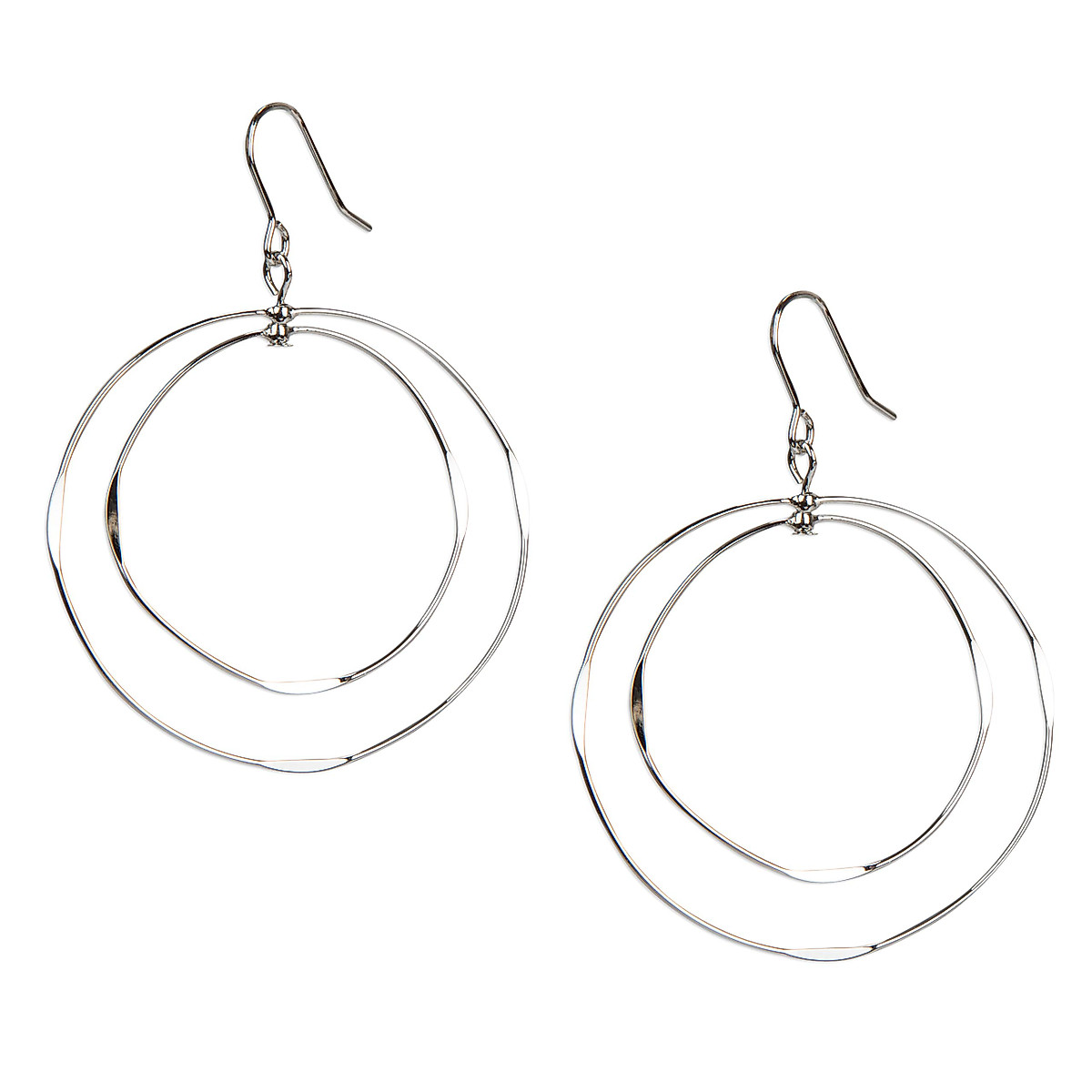 SPUNKYsoul Thin double Hoop Light Wight Earrings in Gold and Silver for Women (Silver)