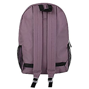 19 Inch School Backpacks with Mesh Side Pockets – Basic Large Solid Color Backpacks for Kids, Men, Women, Travel (Purple/Lilac)