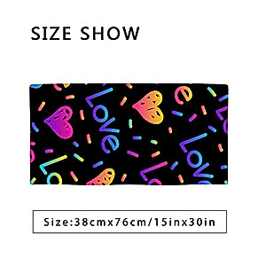 My Little Nest Hand Towels for Bathroom Abstract Rainbow Hearts Love Absorbent Small Bath Towel Soft Kitchen Towels Fingertip Towel for Guest and Bar 30 x 15 inch