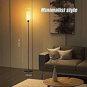 VEYFIY Floor Lamp, Lamps for Bedroom and Living Room, Modern Standing Light with Glass Lampshade, Industrial 68 inches Tall Lamp with E26 Socket, Light for Work, Reading, Black (Bulb Not Included)