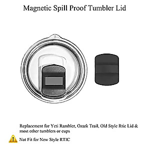 2 Pack 20 oz Magnetic Tumbler Lid with 2 Replacement Magnetic Slider for YETI Rambler, Ozark Trail Spill Proof Tumbler Cover