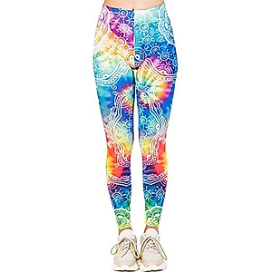 Tie Dye Seamless Workout Leggings - Women’s Colorful Mandala Printed Yoga Leggings, Tummy Control Running Pants