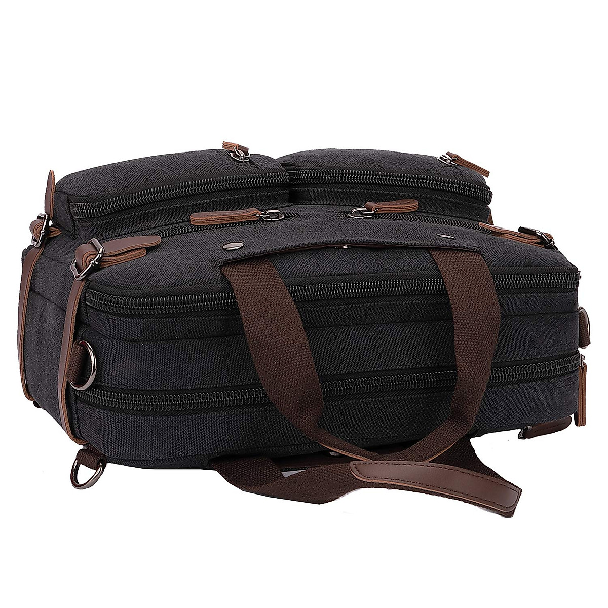 CROCOD 3 in 1 Convertible Laptop Backpack, 17.3 inch Messenger Bag for Men, Multi-Functional Travel Laptop Bag for College Men Women (17.3 Inch, Black)