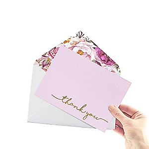 Thank You Cards-48 Bulk Blank Gold Foil Sets(6 Colors) Blank Greeting Cards for Baby & Bridal Shower, Appreciation,Wedding & Birthdays
