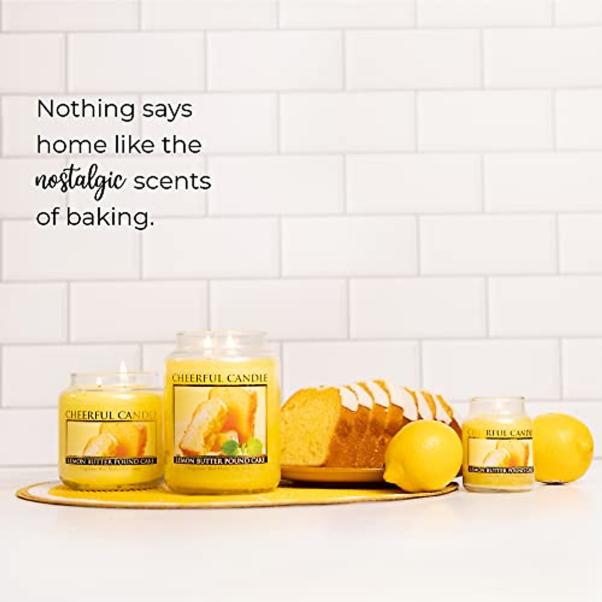 A Cheerful Giver - Lemon Butter Pound Cake Scented Glass Jar Candle (16 oz) with Lid & True to Life Fragrance Made in USA