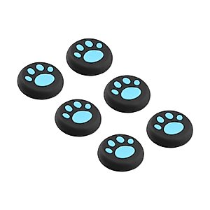 6PCS PS5 Silicone Thumb Cap, Non-Slip Silicone Analog Joystick Thumb Stick Grip Cap for PS2, PS3, PS4, PS5, Xbox One, Xbox Series X/S, Xbox 360, Switch Pro, Wii U Game Controller (Black Blue)