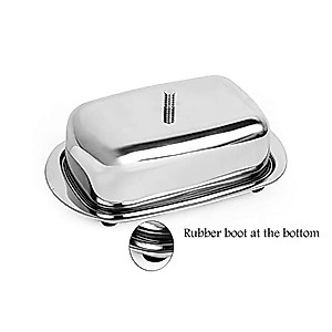 King International Stainless Steel Large Butter Dish, Butter Box with Lid, Butter Container,6.20 Inch Half Kg Butter Box, Fridge Storage Container for White Butter