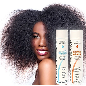 Keratin Research Natural Argan Oil Infused Sulfate Free Shampoo and Conditioner 2 bottles Value Set for Keratin Treatments, Maintainance After Care, post treatment shampoo Conditioner (300ml 2 pack)