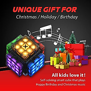 eX-Mars AI Robot Cube & Smart Cube, Self Scrambling STEM Cube with 10 Puzzle Types | Self Solving Speed Cube, Plays Music | Unique Stem Toys for Boys & Girls | Fidget Toys for Adults Anxiety