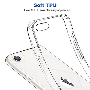 JJGoo Compatible with iPhone SE Case 2022/2020, for iPhone 7 8 Case Clear Soft Transparent Shockproof Protective Slim Thin Bumper Phone Cover for iPhone SE 3 / SE 2, 4.7inch