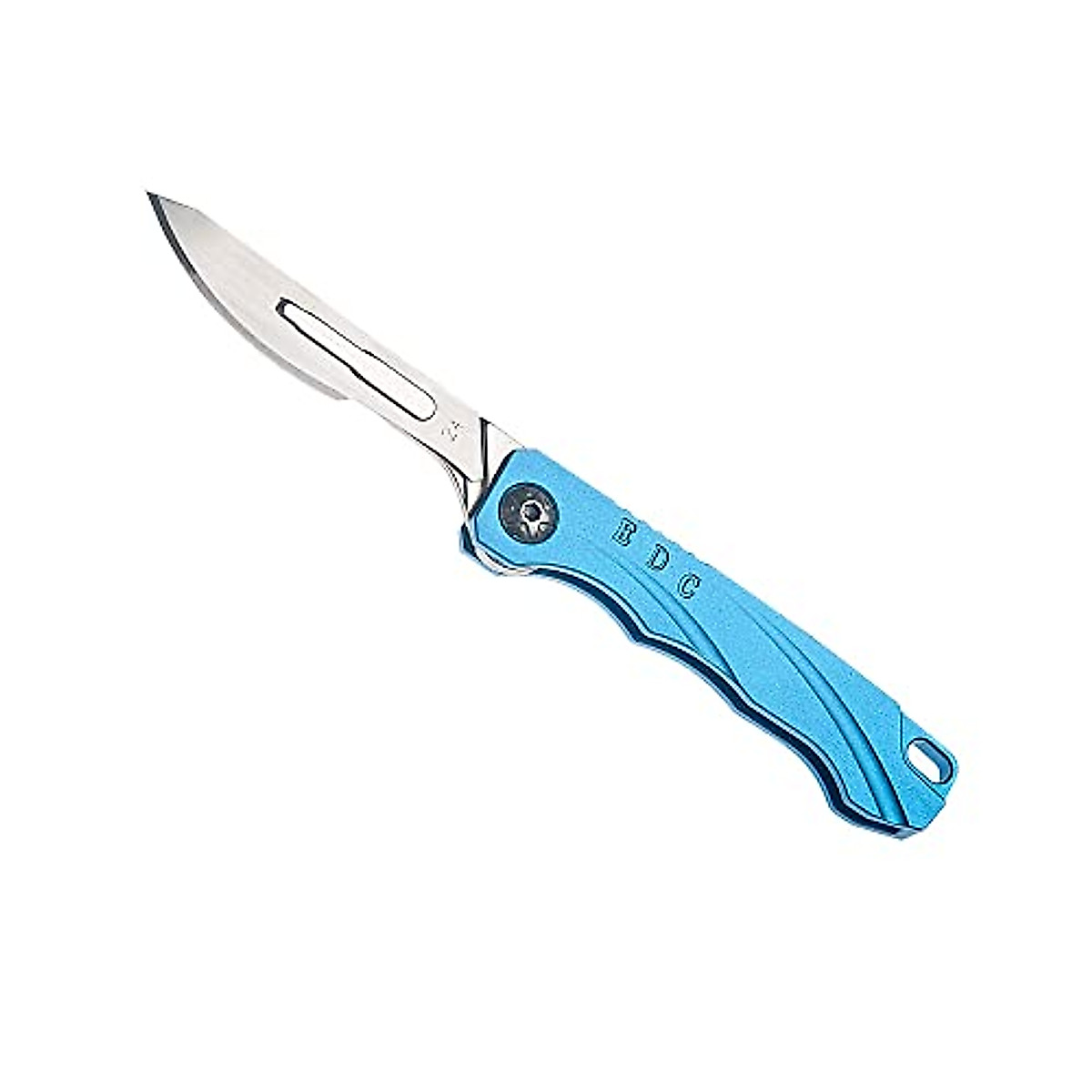 Tungyi Daily Pocket Folding Utility Knife with Key Ring and 10 Replaceable Quick Change Blades, Ultra Compact and Lightweight (Blue)