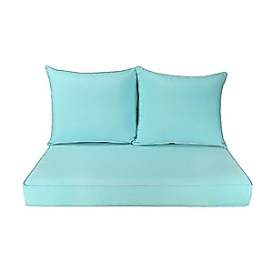 BOSSIMA Patio Furniture Cushions Comfort Deep Seat Glider Loveseat Cushion Indoor Outdoor Seating Cushions Light Blue