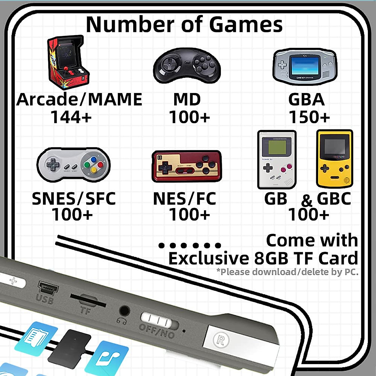 Handheld Game Console 3.5inch Mini Retro Gaming Player 700 Classic Games Rechargeable Game Consoles Box for Kids Boys Children (Gray)