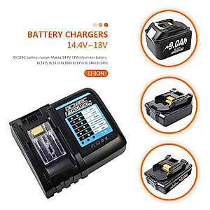 Powtree Lithium Drill Battery Charger DC18RC DC18RD Replacement for 14.4V-18V LXT Battery BL1850 BL1840B BL1820 BL1815 BL1860 BL1430 BL1450 BL1830 with LED Screen