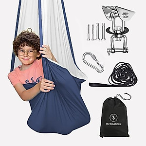 OTLS – Sensory Swing for Kids, Double Layer Outdoor & Indoor Swing for Kids & Adults with 360° Swivel Hanger, Machine Washable for Kids with Sensory Processing Disorder, ASD, ADHD, Holds Up to 220lb