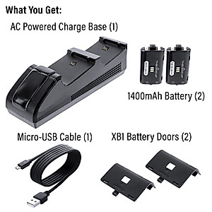 Nyko Xbox Controller Charger Station - AC Powered Wireless Charging Dock Compatible with Xbox One Controllers, Dual Rechargeable Battery Packs, LED Indicator Lights, Compact Design for Gaming Setup