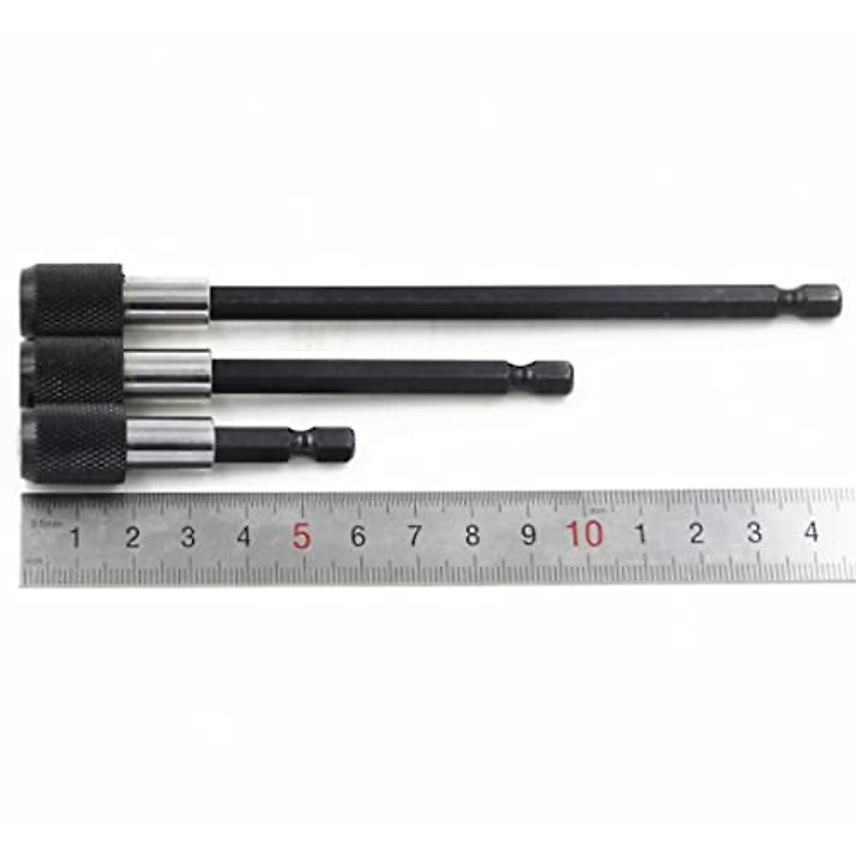 aiyun Drill Bit Extension Set - 6 PCS Quick Release Magnetic Drill Extension Bit Holder with 1/4” Hex Shank (Black)