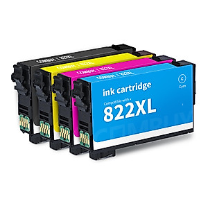 822XL Ink Cartridges Remanufactured Replacement for Epson 822 822XL T822 T-822 822 XL Combo Pack for Workforce Pro WF-4833 WF-3820 WF-4820 WF-4830 WF-4834 Printer Ink (Black, Cyan, Magenta, Yellow)