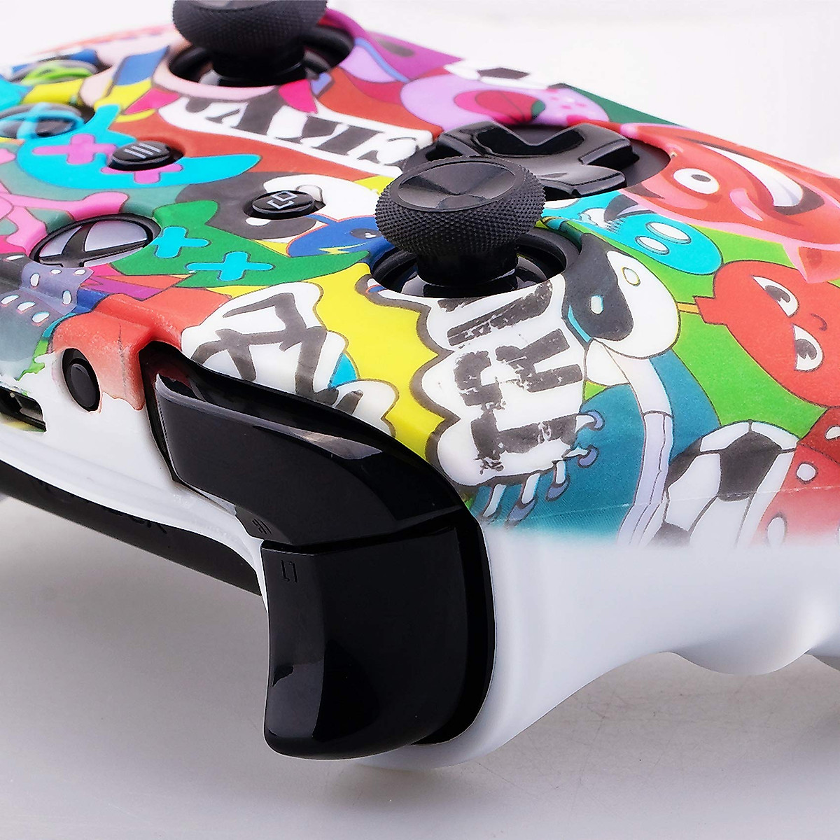 9CDeer 1 Piece of SiliconeTransfer Print Protective Cover Skin + 6 Thumb Grips for Xbox One/S/X Controller Grimasse