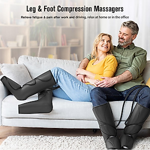 FIT KING Leg Air Massager for Circulation and Relaxation Foot and Calf Massage with Handheld Controller 3 Intensities 2 Modes (with 2 Extensions)- FSA HSA Eligible