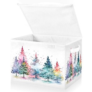 senya Christmas Baskets Collapsible Storage Bins with Lids, Colorful Christmas Tree Storage Boxes Clothes Baskets for Organizing