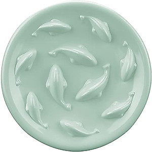 Slow Feeder Bowl for Cats and Small Dogs,Cilkus Fish Pool Design, Fun Interactive Bloat Stop Puzzle Feeder Bowl Healthy Eating Diet Made of Melamine Food Grade Material Dishwasher Safe (Small, Green)