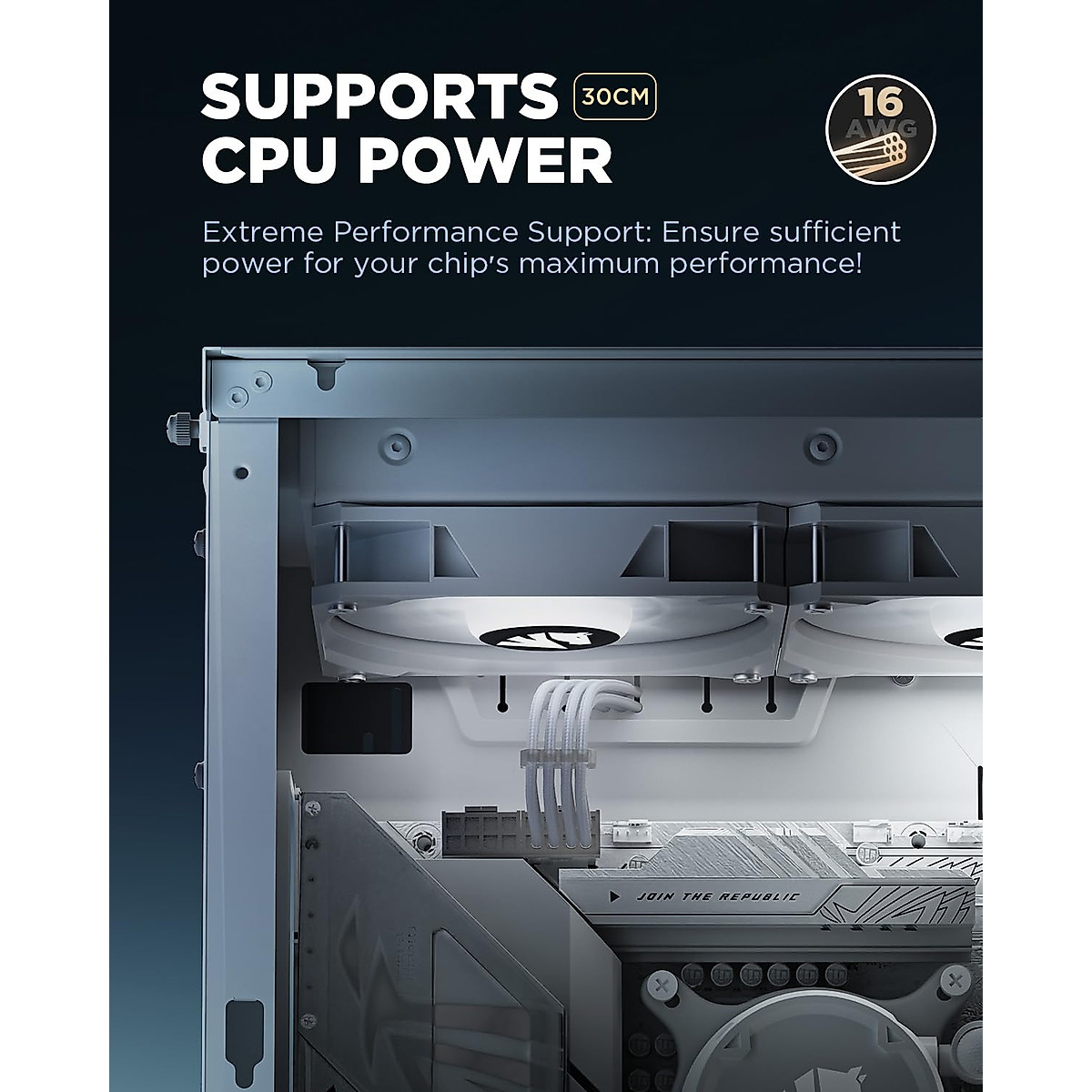 ASIAHORSE 16AWG PSU Cable Extension Power Cords, Customized Power Supply Mod Sleeve Extension Cable, ATX/EPS/8-pin PCI-E/6-pin PCI-E for ATX Power Supply (White)