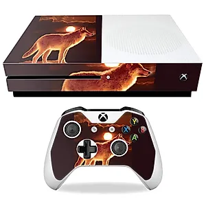 MightySkins Skin Compatible with Microsoft Xbox One S - Sunset Wolf | Protective, Durable, and Unique Vinyl Decal wrap Cover | Easy to Apply, Remove, and Change Styles | Made in The USA