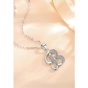AEONSLOVE B Initial Necklace Sterling Silver Letter B Necklace Alphabet Pendant Cadena de Plata 925 Para Mujer with Cubic Zirconia Letter Jewelry Gifts for Women Daughter Mother Teen Wife Aunt Sister