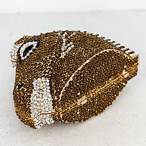Sparkling 3D Horse Head Shape Women Crystal Clutch Bag Evening Wedding Handbags (Brown)