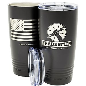 DoubleWall Vacuum Insulated Coffee Tumbler for the Skilled Working Man and Family- ‘TRADESMEN PROVIDE’ Tumbler, 20oz - Gifts for Electricians, Carpenters, Welders, and All Skilled Tradespeople