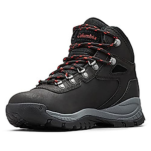 Columbia womens Newton Ridge Plus Waterproof Hiking Boot, Black/Poppy Red, 8 US