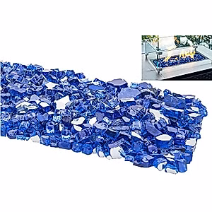 Fire Glass for Fire Pit, 1/2-Inch Reflective Fireplace Glass Rocks for Fire Pit Table,10 lbs Fire Glass for Propane Fire Pit,Cobalt Blue Fire Glass for Fire Pit,Outdoors and Indoors Firepit Glass