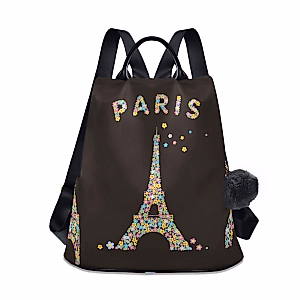 ALAZA Eiffel Tower Flowers Backpack for Daily Shopping Travel