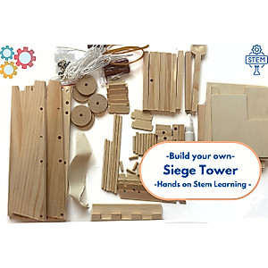 PATHFINDERS STEM Kit – Medieval Siege Tower with Catapult | Wooden Building Kit for Kids Ages 12-14 | Engineering & Physics Toy | Hands-On STEM Project