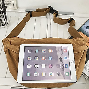 Crossbody Bag Fanny Pack for Women Men, Waist Pack Large Chest Bag with Adjustable Strap for Workout Travel Sports Running(Off White)