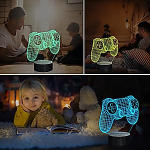 Ammonite 3D Gamepad Illusion Lamp, Game Controller Night Light with Remote Control and Timing Function 16 Color Changing Gaming Room Decor Best Gamer Gift
