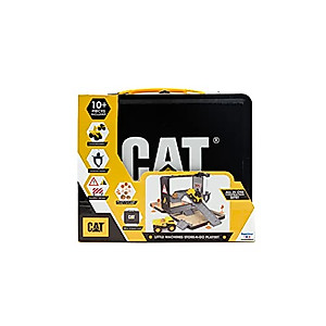 CAT Construction Toys, Store N Go Construction Playset with Travel Case, Ages 3+, 2 Little Machines Vehicles & Assortment of Construction Site Accessories, Quality, Durable & Realistic
