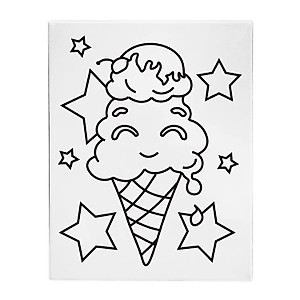 Pre Drawn Stretched Canvas Painting for Kids | Custom Theme | Birthday Gift Sweets Donut Cupcake Ice Cream Milkshake Theme | Paint party favor | DIY (8x10) (Canvas Only, Ice Cream)