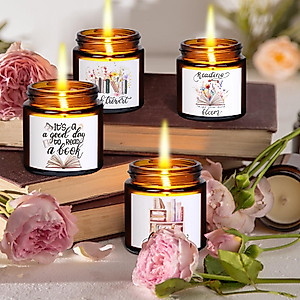 6 Pieces Book Lover Scented Candle 4oz Readers Candle Library Lovers' Day Gifts Soy Wax Jar Candle for Readers Book Lovers Librarian Gifts