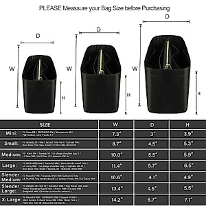 Purse Organizer Insert For Handbags, Purse Organizer With Zipper, Neverfull Organizer, Bag Organizer For Speedy Neverfull ONTHEGO Tote, Handbag and More (Silky Black, Mini)