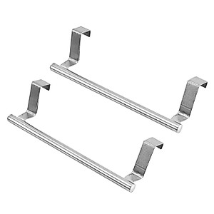 Zerodeko 2pcs Stainless Steel Towel Rack Over Door Towel Bar Over The Door Towel Holder Rattan Lamp Shade Cabinet Door Hanging Pole Cabinet Towel Holder Tea Towel Multifunction