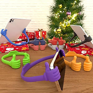HONSKY Thumbs-Up Phone Stand for Tablets, E-Readers and Smart Phones – Green/Purple – 2 Count