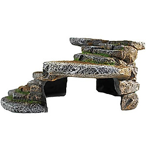 PENN-PLAX Reptology Shale Scape Step Ledge & Cave Hideout – Decorative Resin for Aquariums & Terrariums – Great for Reptiles, Amphibians, and Fish – Large