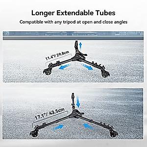 SmallRig Universal Photography Tripod Dolly, Heavy Duty with 3" Rubber Wheels, Adjustable Legs and Carry Bag, 33 lbs Capacity Tripod Wheels for Canon for Sony Cameras Camcorder Video Lighting- 3986