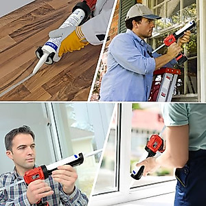 Cordless Caulk Gun, 21V Electric Caulking Gun Battery Powered with 2 Batteries & Charger & LED Light, 4 Adjustable Speeds Dripless Adhesive Caulk Gun Kit, 10oz/300ml Caulking Tool for Filling, Sealing