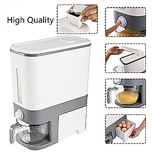 ZEAYEA 25 Lbs Rice Dispenser, Large Grain Storage Container with Lid and Measuring Cup, Household Cereal Food Dispenser Rice Bucket for Kitchen Pantry Soybean Corn Dry Food Organization